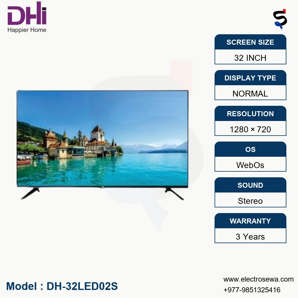 DHI TV - 32 INCH - SMART LED BEZELESS(DH-32LED02S)