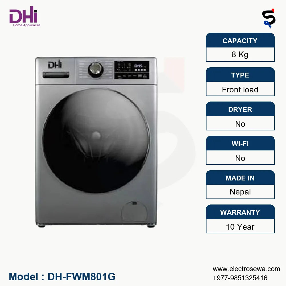 DHI Washing Machine 8 KG Front Load with BLDC Motor - Efficient and ...