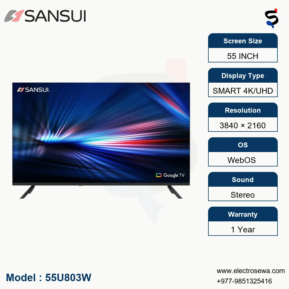 SANSUI LED TV - 55 INCH - SMART 4K/UHD (55U803W)
