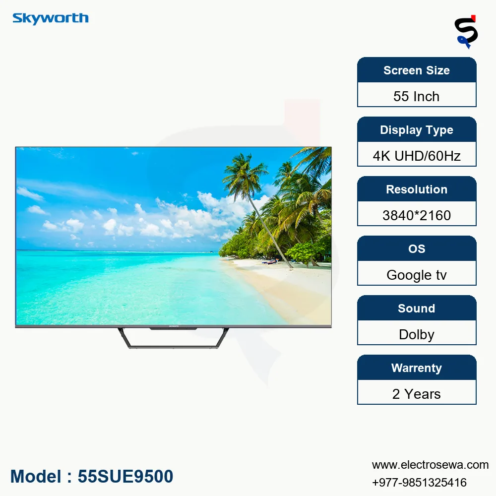 SKYWORTH SMART QLED 4K/UHD TV – 55 Inch (55SUE9500)