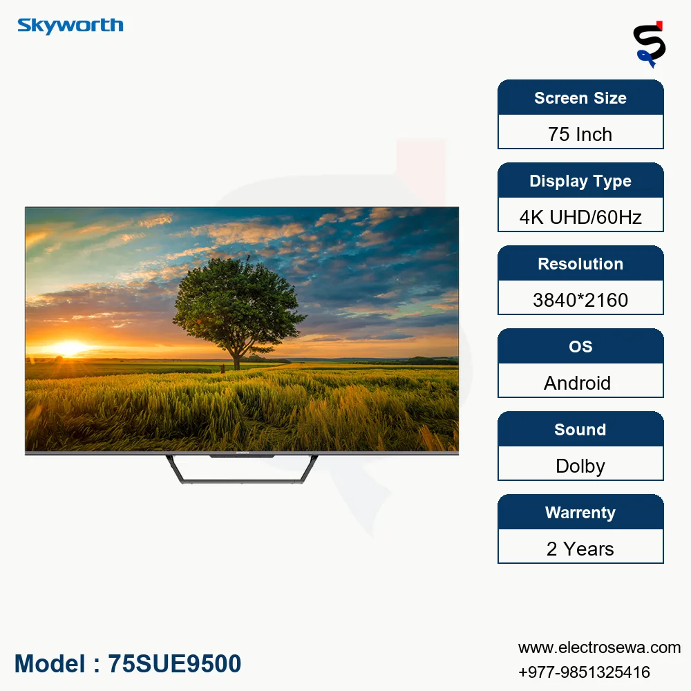 SKYWORTH SMART QLED 4K/UHD TV – 75 Inch (75SUE9500)