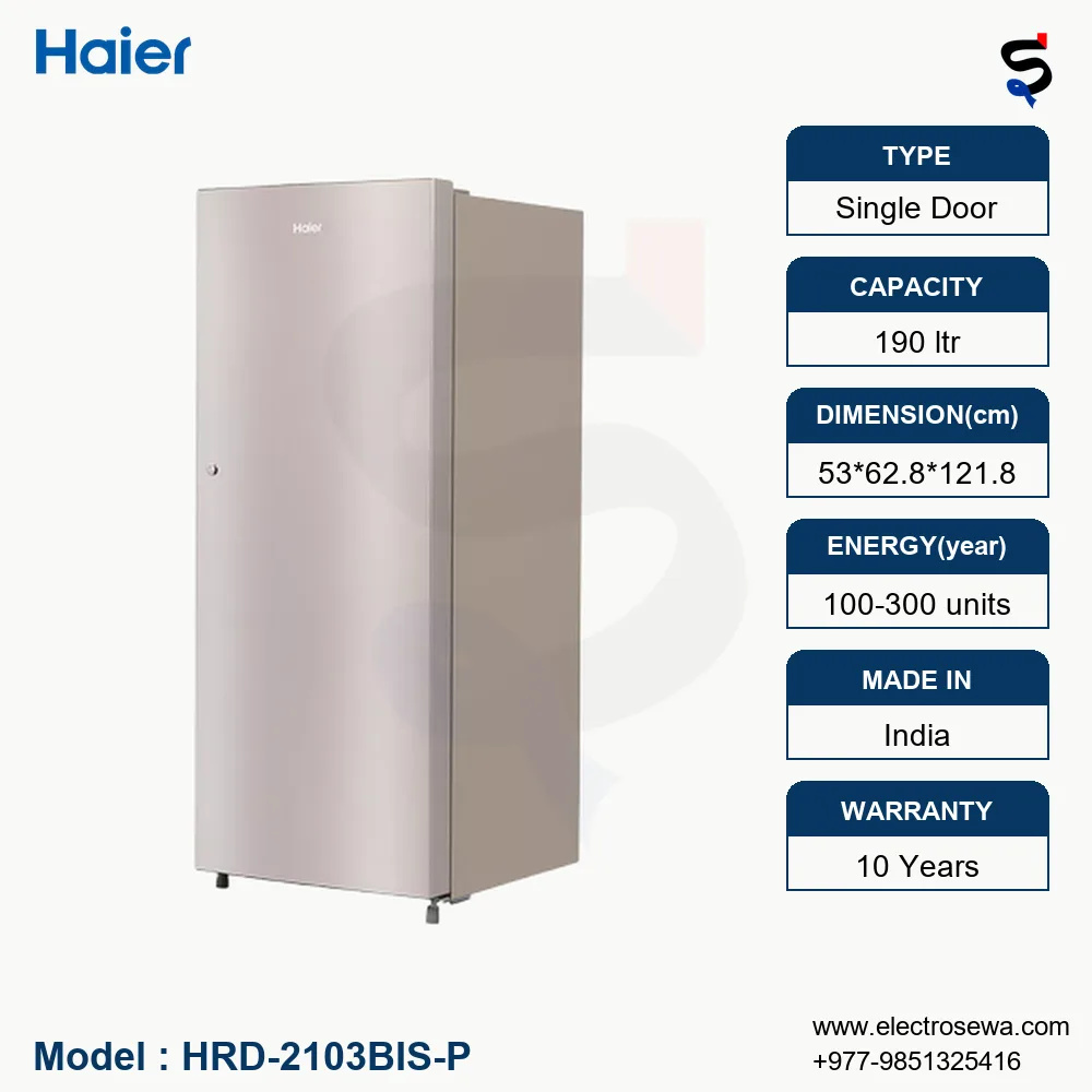 Haier 190 Ltr Refrigerator Single Door (HRD-2103BIS-P)