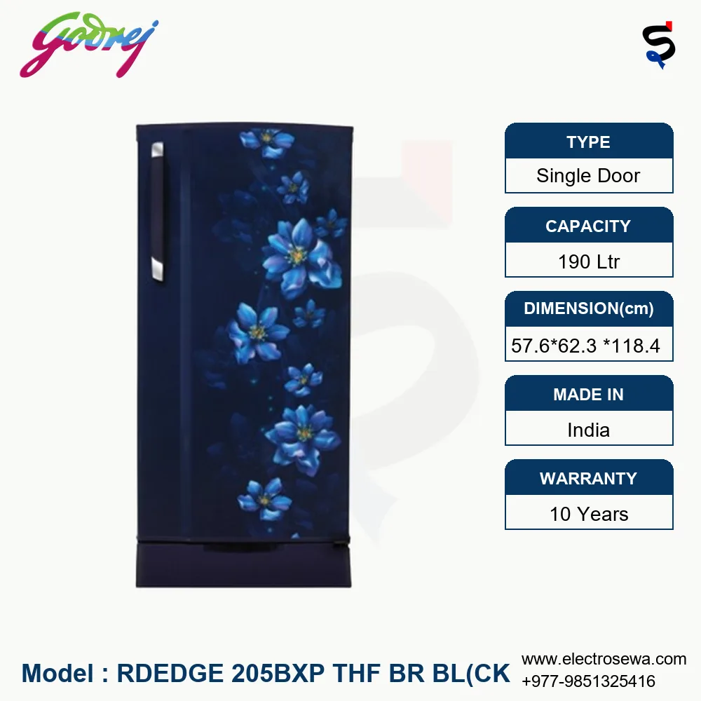 Godrej Refrigerator – 190 Ltr Single Door (RDEDGE 205BXP THF BR BL(CK))