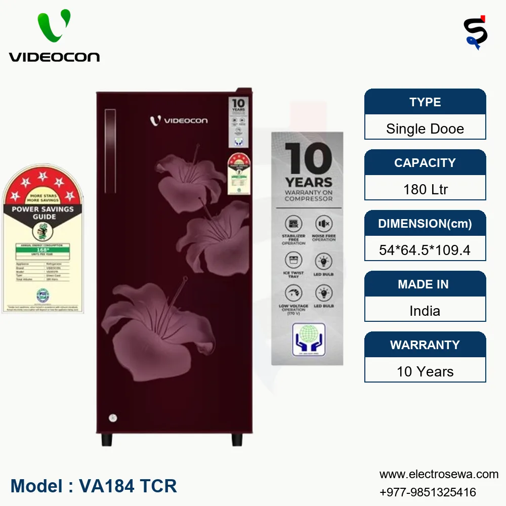 Videocon – 180 Ltr Single Door Refrigerator (VA184 TCR )