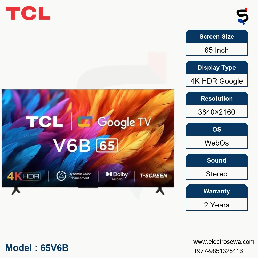 Buy TCL TV 65 Inch 65V6B 4K Smart Google in Nepal – Now at Electrosewa
